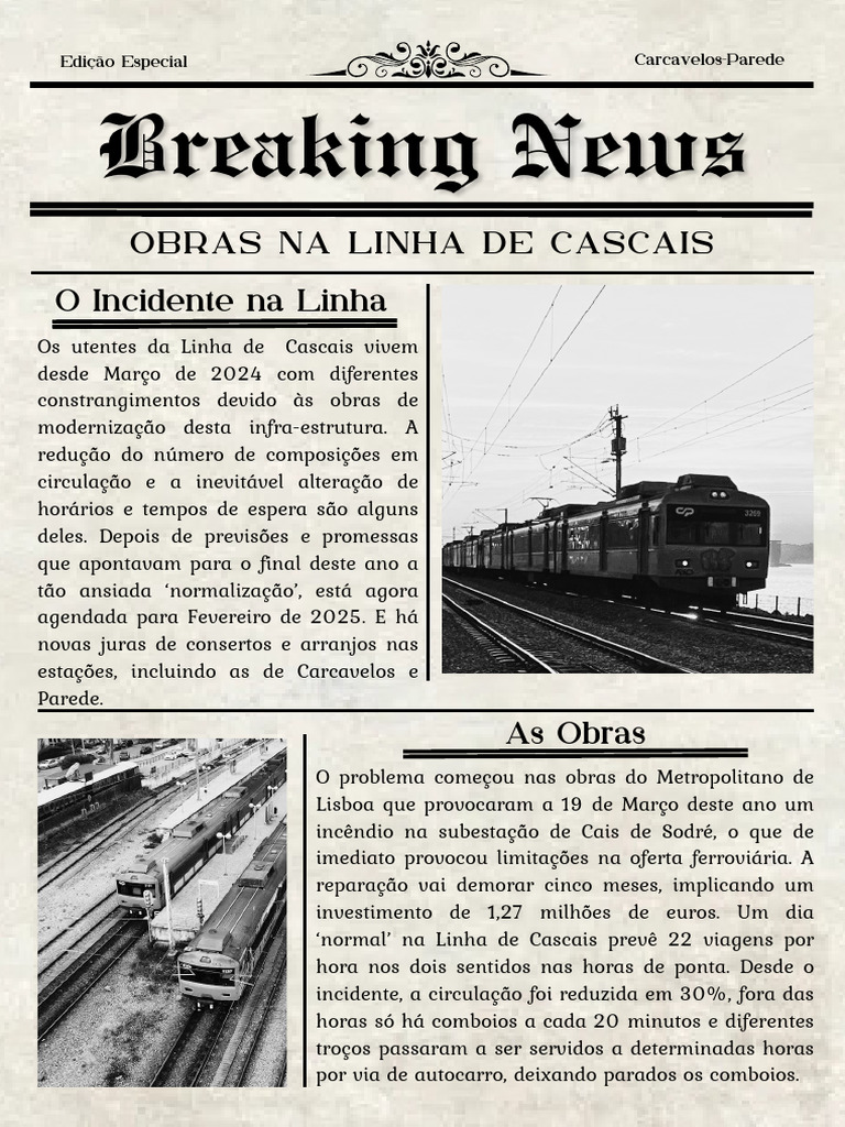 Trabalho API - Noticia Jornal Obras Na Linha de Cascais | PDF