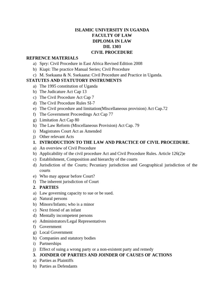 Dil Course Outline 2024-1 | PDF | Lawsuit | Judgment (Law)