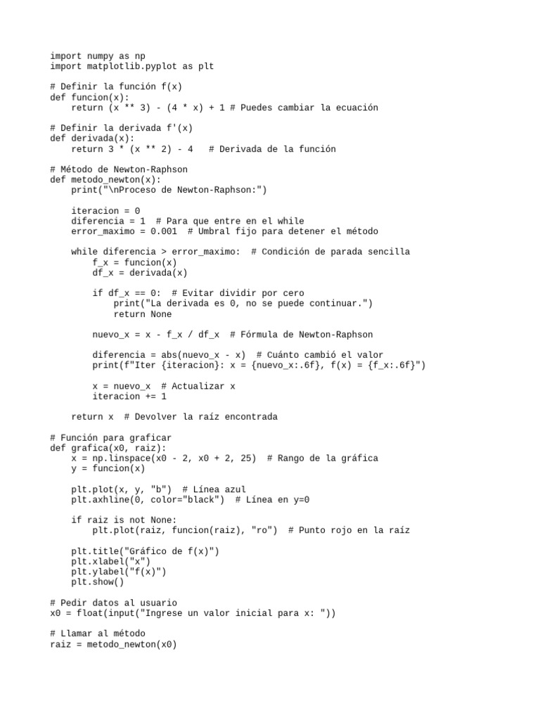Método Newton-Raphson en Python | PDF
