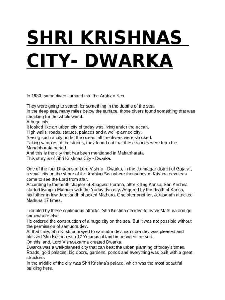 Shri Krishnas City - Dwarka | PDF | Krishna | Hinduism