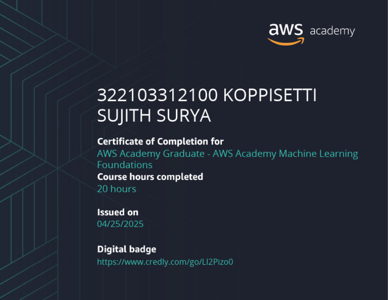 AWS Academy Graduate AWS Academy Machine Learning Foundations ...