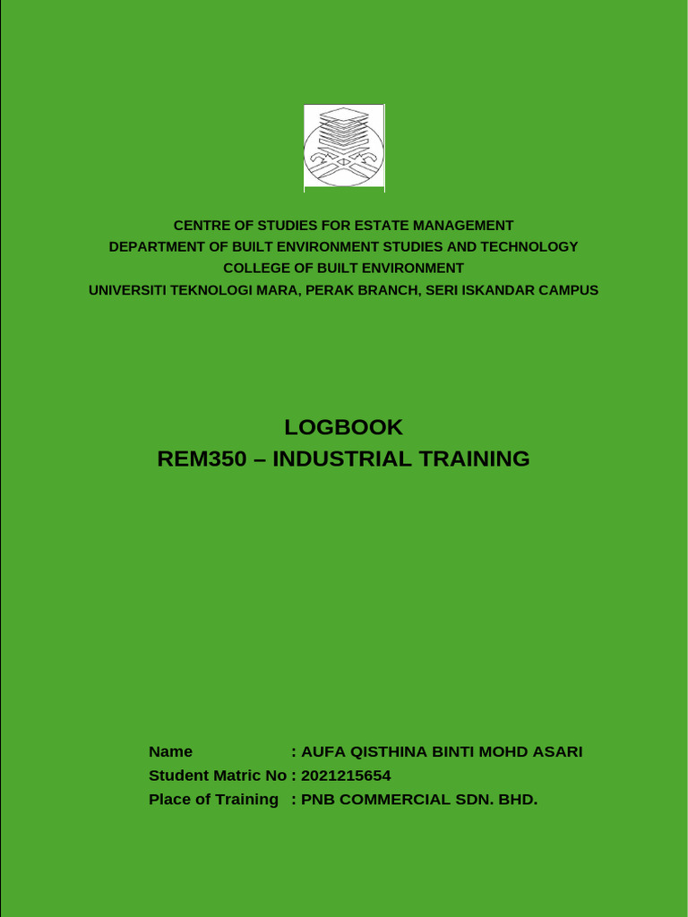 REM 350 - INTERNSHIP LOGBOOK | PDF