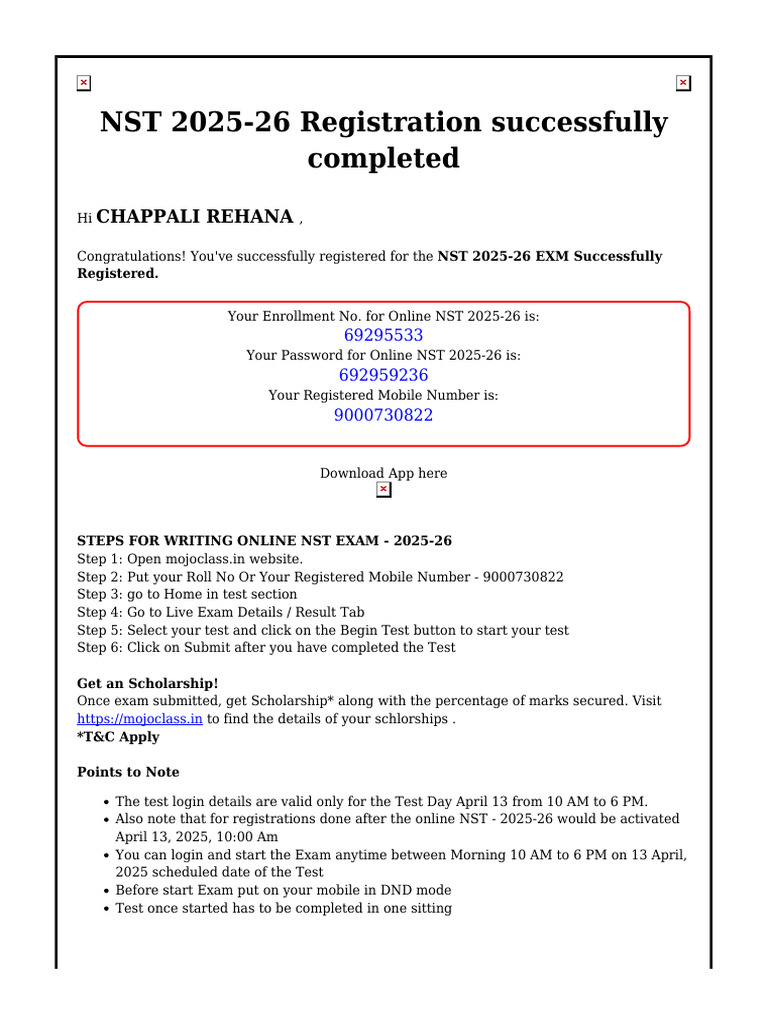 Chappali Rehana Enroll PDF 1738746620 | PDF