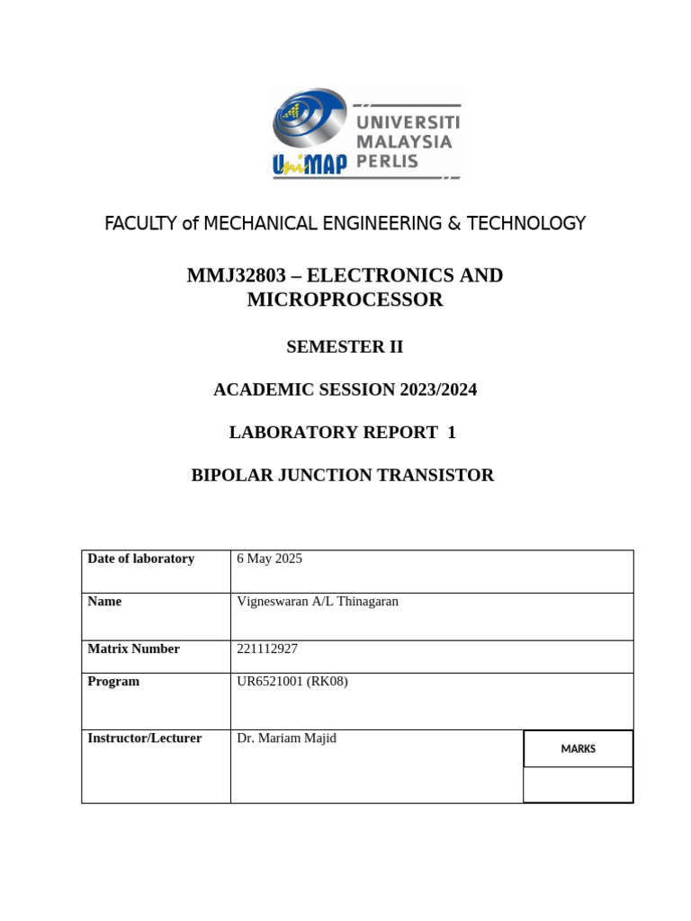 BJT Characteristics and Switching Lab Report | PDF | Bipolar Junction ...