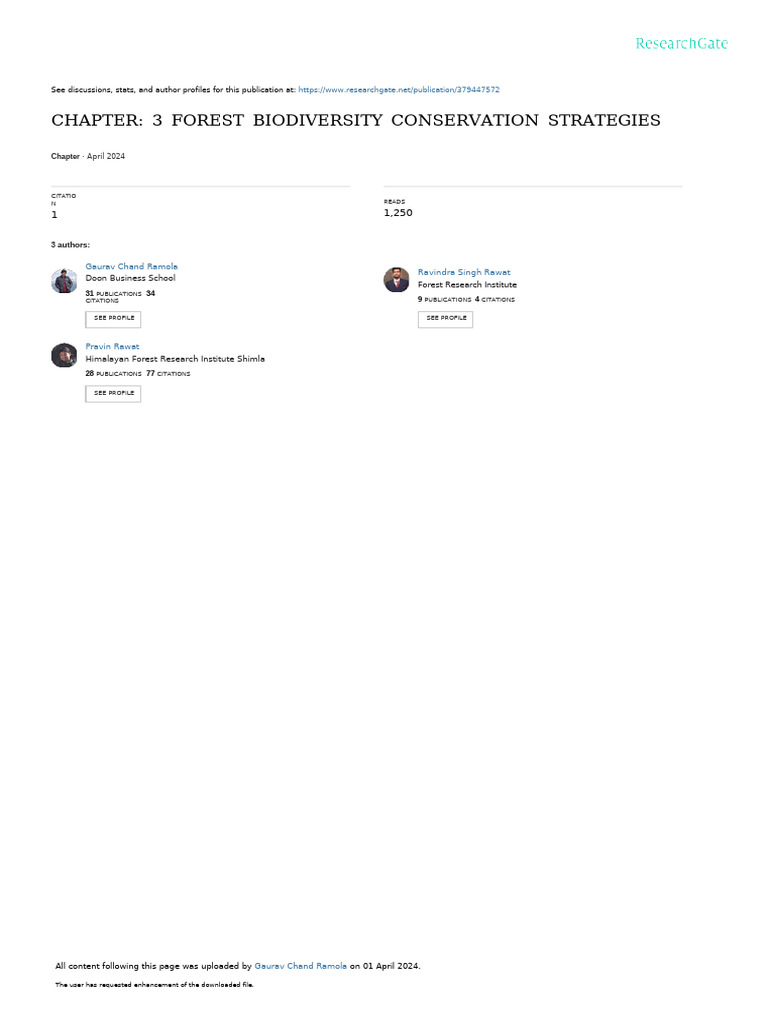 Forest Biodiversity Conservation Book Chapter | PDF | Conservation ...