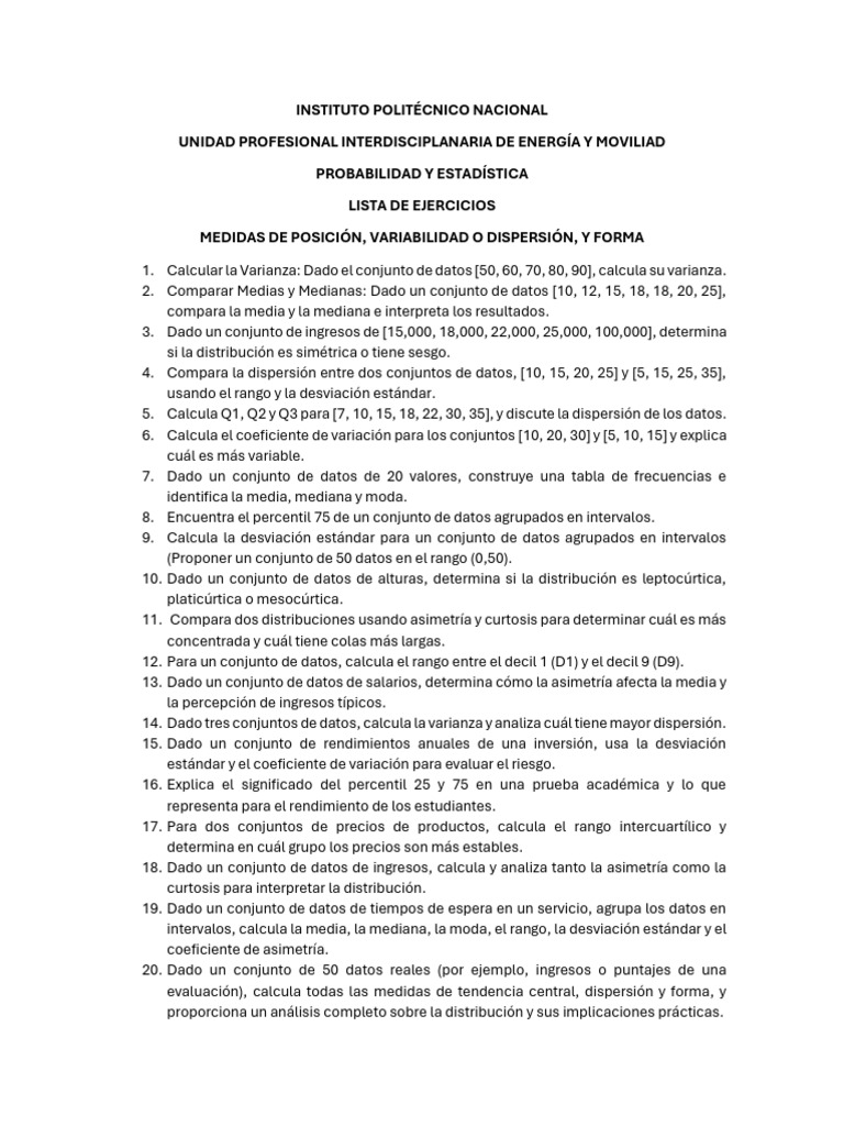 Lista PYE | PDF | Media | Desviación Estándar