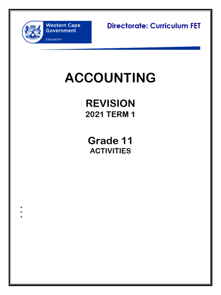 Grade 11 Accounting Term 1 Revision Guide | PDF | Debits And Credits ...