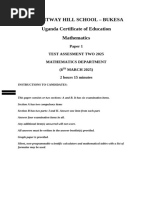 4561 Mathematics UNEB Sample Paper New Curriculum 2024 Plus Scoring ...
