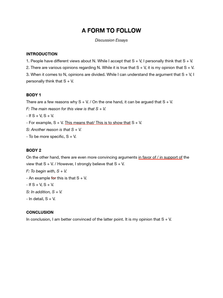 (Klish) IELTS BUD - A Form To Follow (Discussion and A-D Essays) | PDF ...