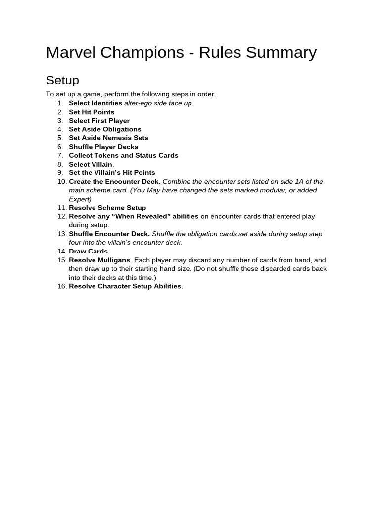 Marvel Champions Rules Overview | PDF | Games Of Chance | Tabletop Games