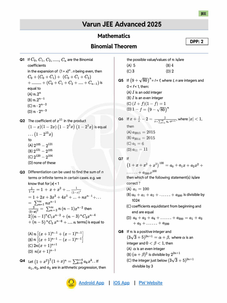 .Jsot: Varun JEE Advanced | PDF | Number Theory | Mathematical Objects