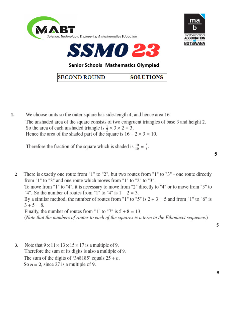 SSMO 2023 Math Problems and Solutions | PDF | Area | Rectangle