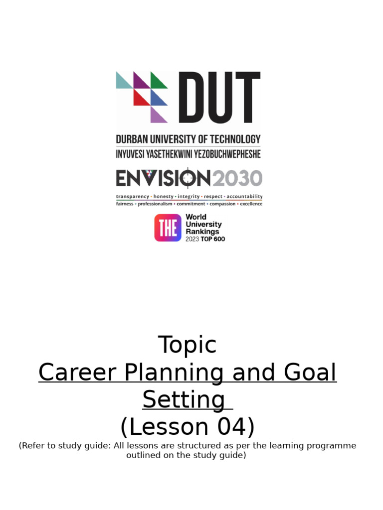 Lesson 4 Career Planning and Goal Setting | PDF | Entrepreneurship ...