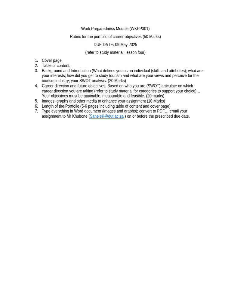 Career Objectives Portfolio Guidelines | PDF