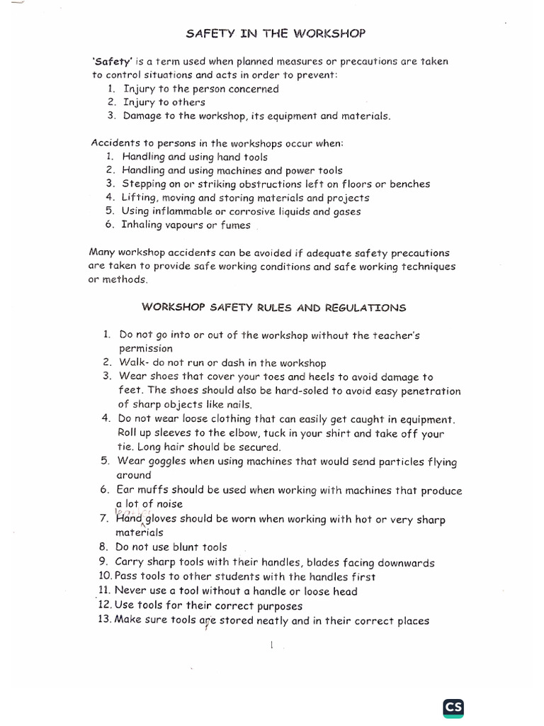 Workshop Safety Precautions | PDF