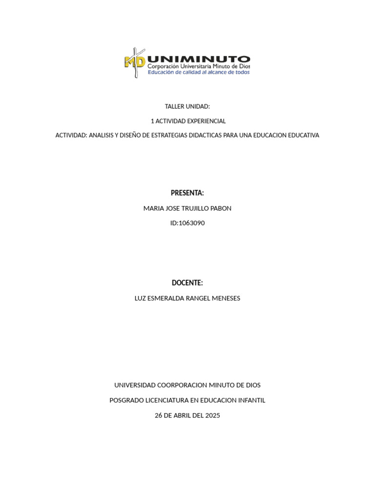 1 Actividad Experiencial Maria Jose Trujillo | PDF