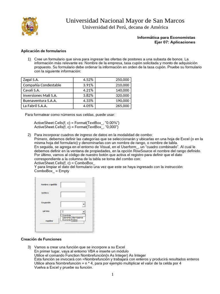 Ejer 07 VBA Aplicaciones | PDF | Microsoft Excel | Estado de resultados
