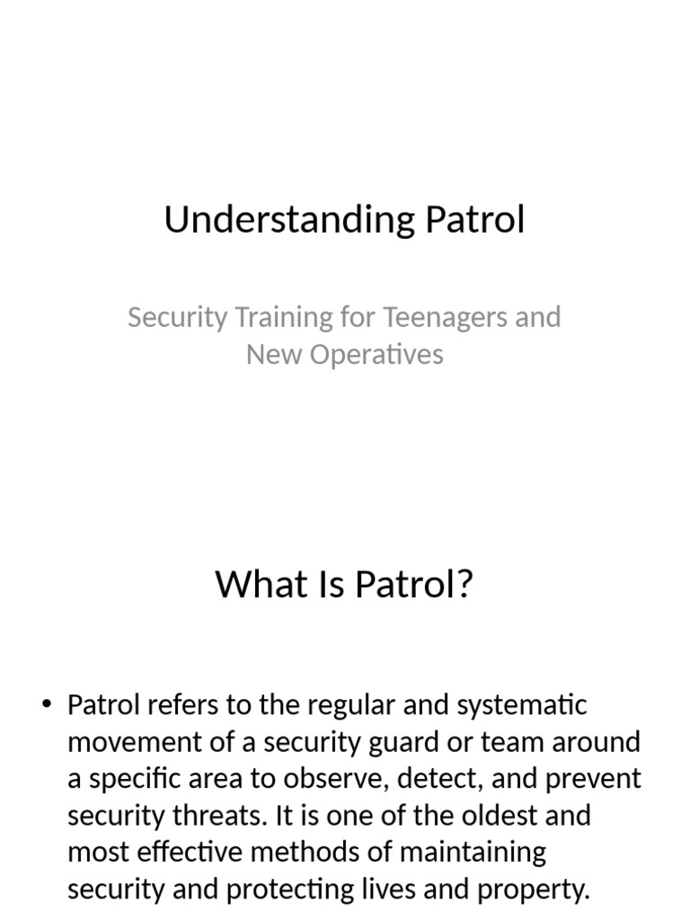 Understanding Patrol Security Training | PDF