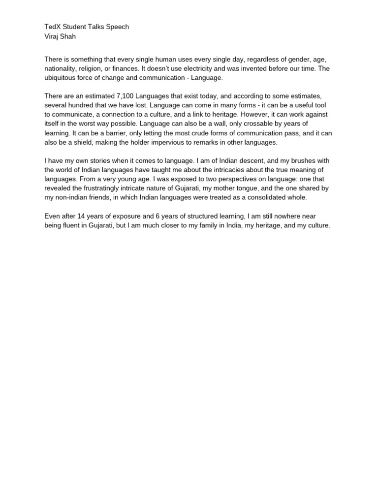 TedX Student Talks Speech | PDF