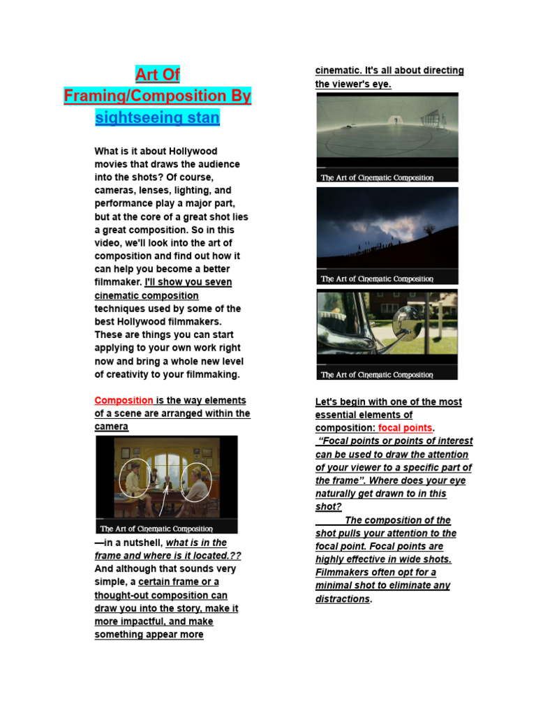 Art of Framing-Composition | PDF | Composition (Visual Arts) | Imaging