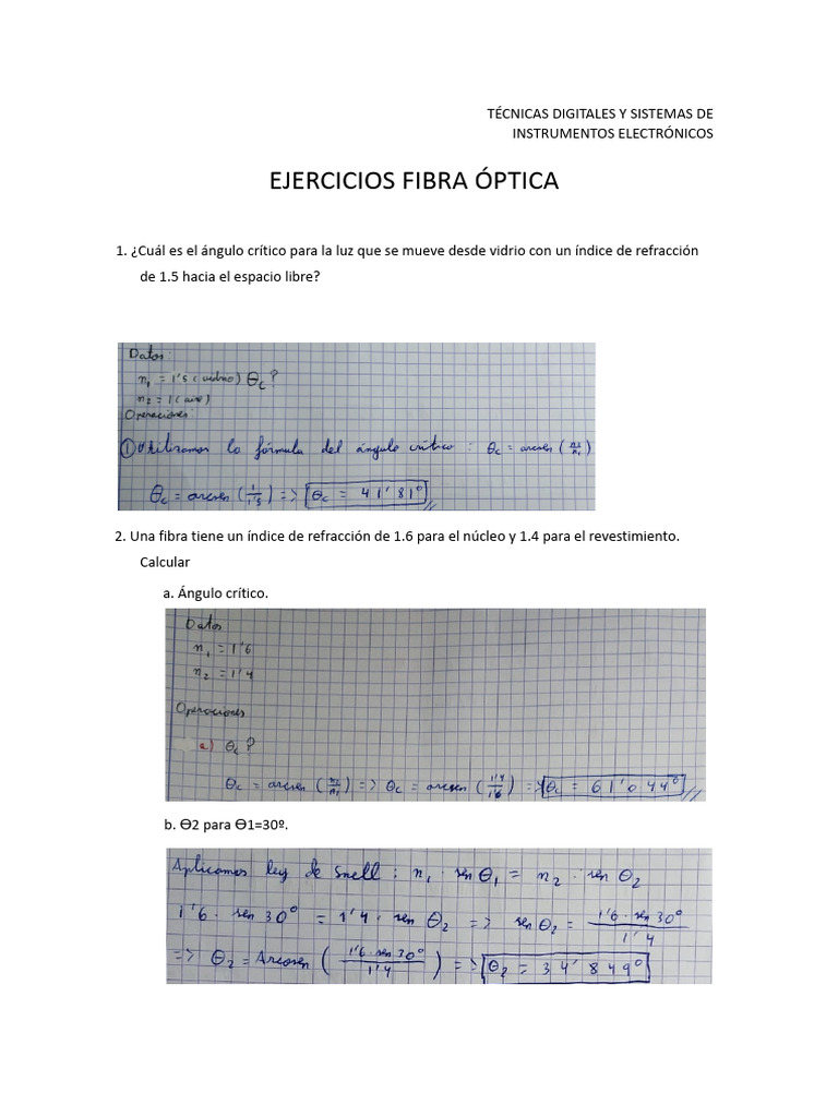 Ejercicios - 7 - Fibra Óptica | PDF