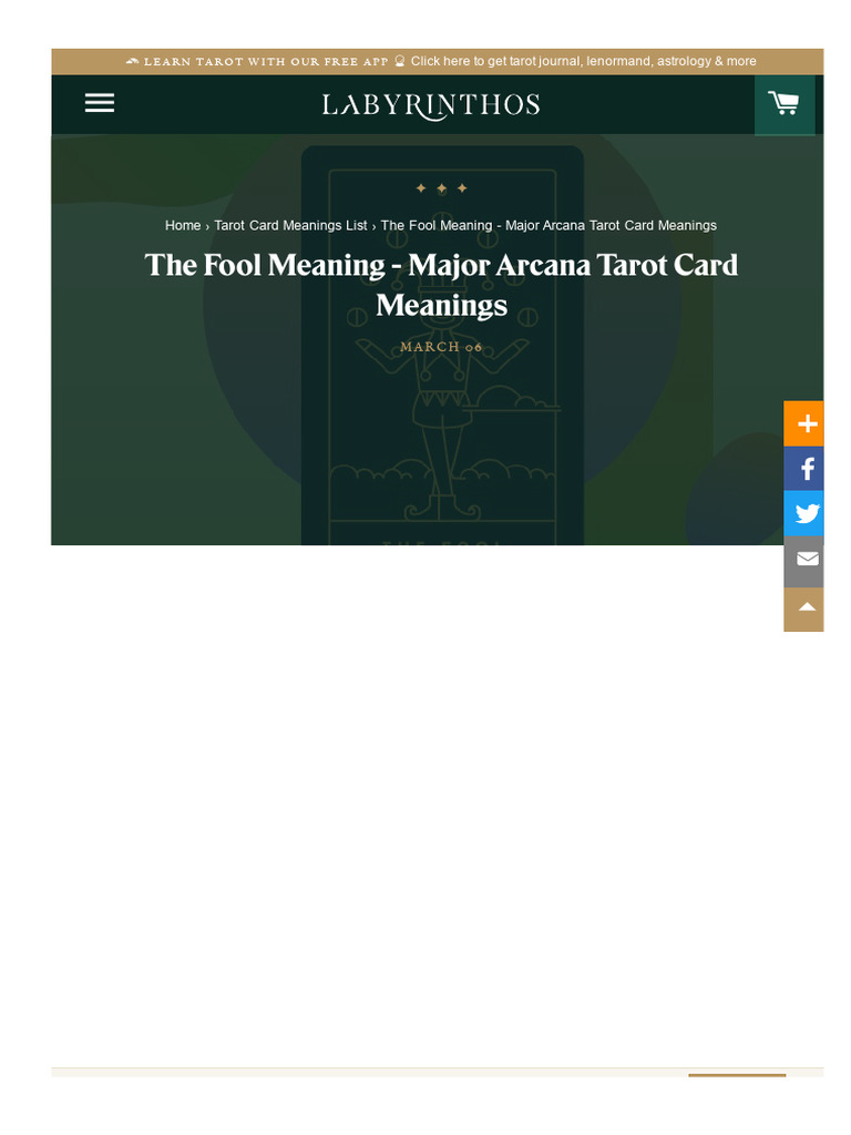Labyrinthos Co Blogs Tarot Card Meanings List The Fool Meaning Major Arcana Taro | PDF | Major ...