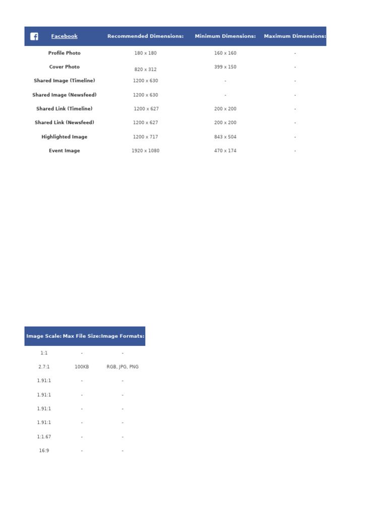 Social Media Image Size Guidelines | PDF | Multidimensional Signal ...