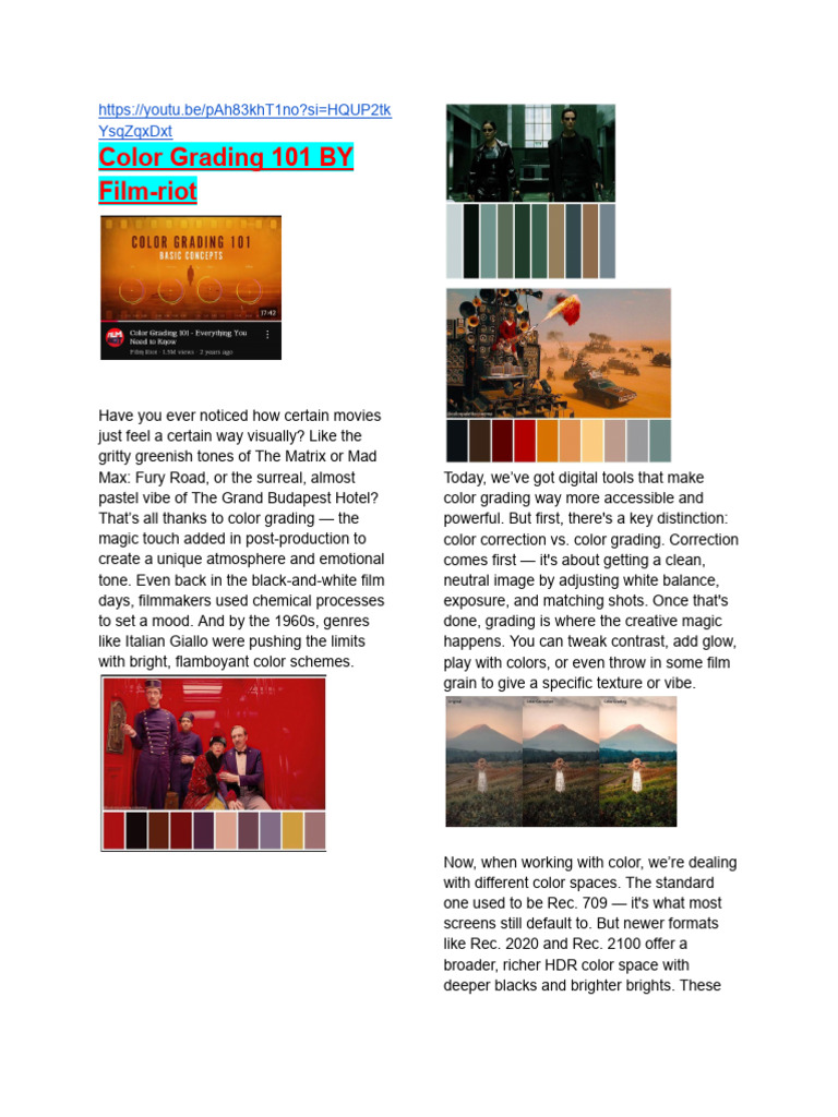 COLOR GRADING 101 BY Film-Riot | PDF | Raw Image Format | Color