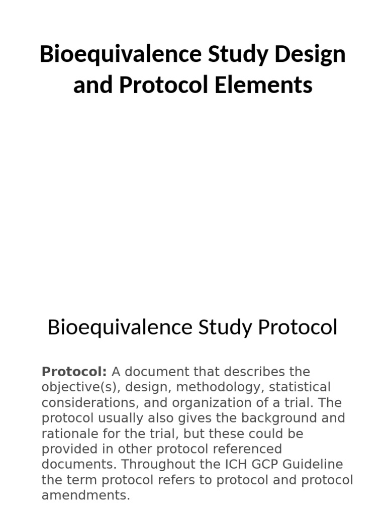 Module 4 - Bioequivalence Study Design and Protocol Elements | PDF | Health Care | Drugs