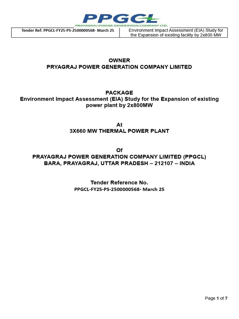 EOI-EIA Study-Tender Ref PPGCL-FY25-PS-2500000568 - March 25 R1 | PDF ...