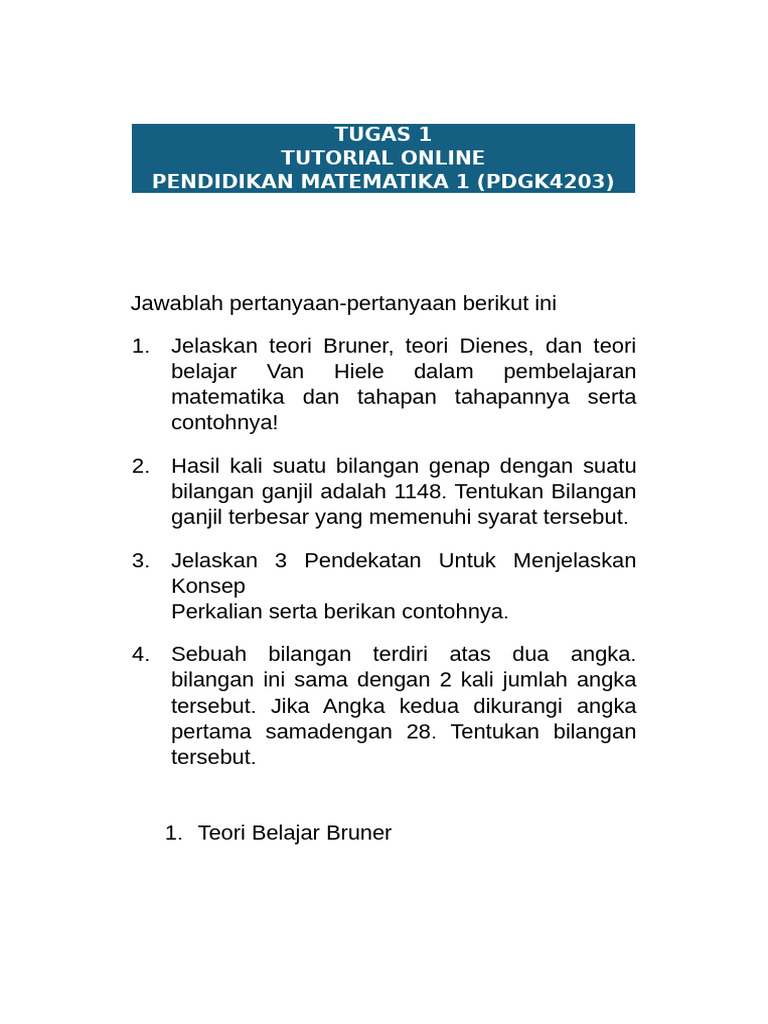 TUGAS 1 Pendidikan Matematika | PDF