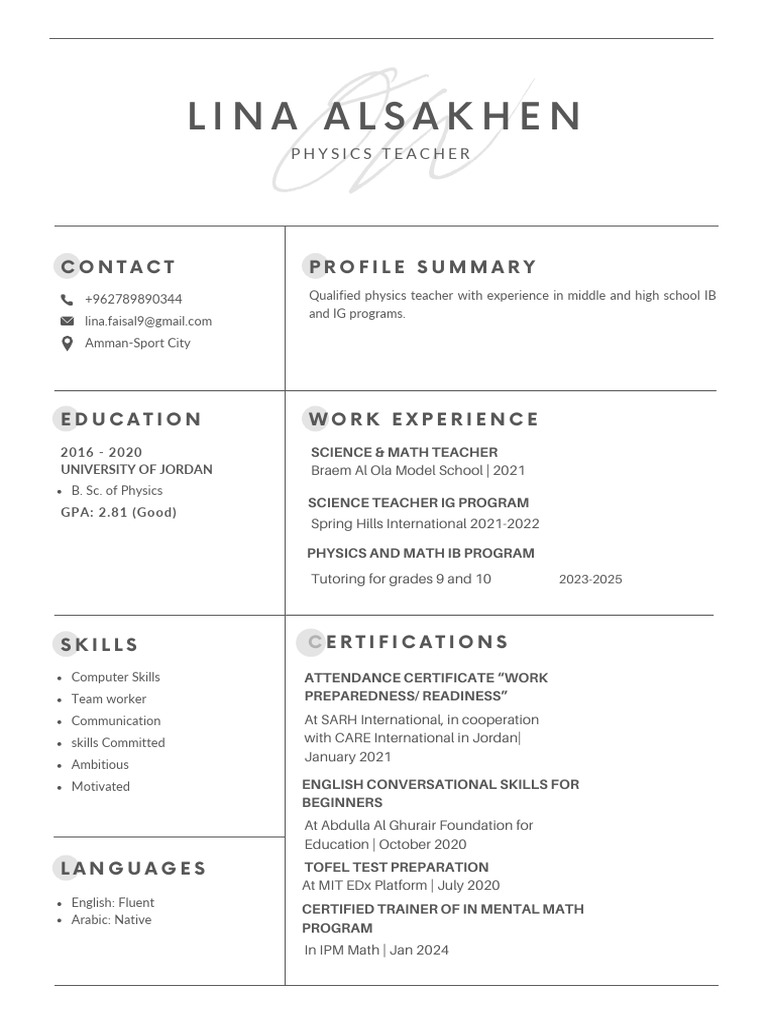 Minimalist White and Grey Professional Resume | PDF