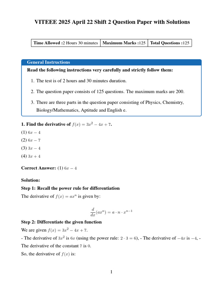 VITEEE 22 Apr Shift 2 Solutions | PDF | Ph | Sulfate
