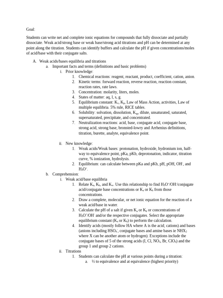 Third Equilibrium SLO | PDF | Acid | Chemical Equilibrium