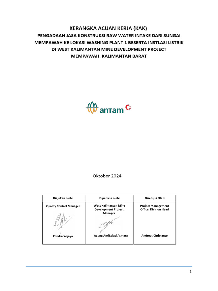 Kerangka Acuan Kerja (KAK) - Pengadaan Jasa Konstruksi Raw Water Intake Dari Sungai Mempawah Ke ...