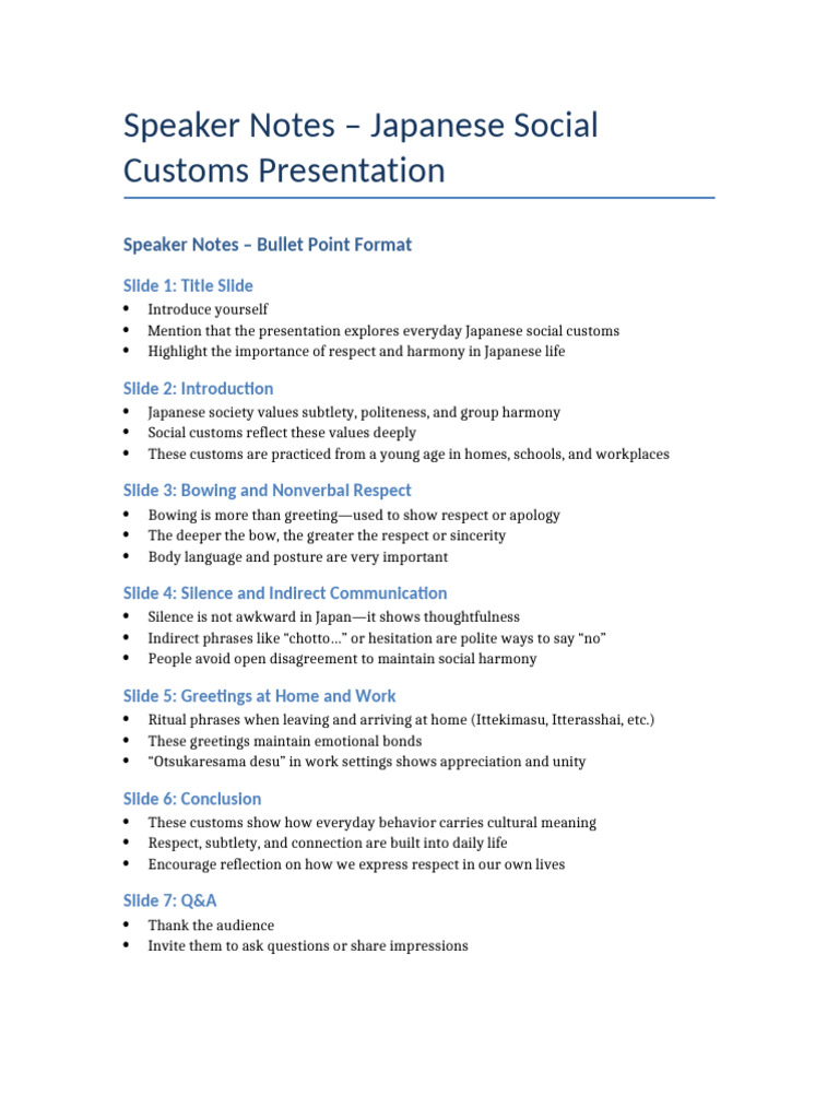 Understanding Japanese Social Customs | PDF | Nonverbal Communication ...