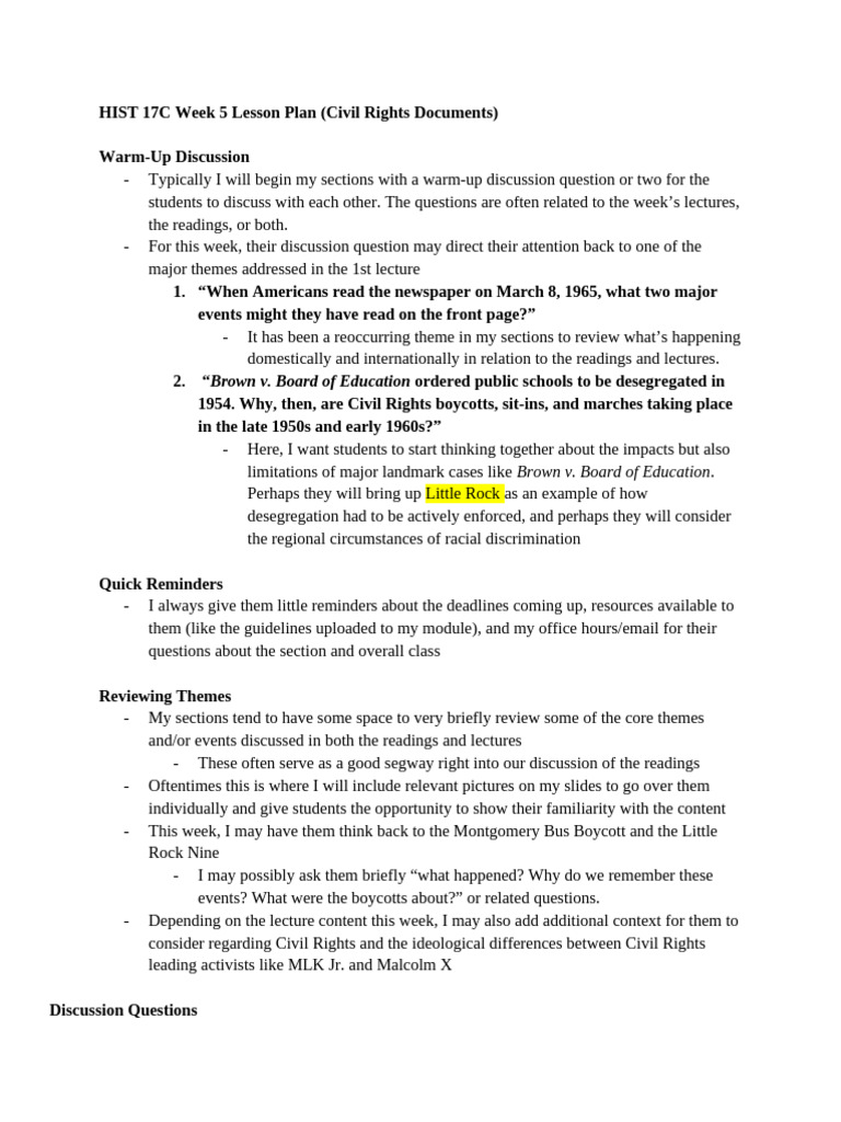 US history lesson plan - cold war | PDF | Malcolm X