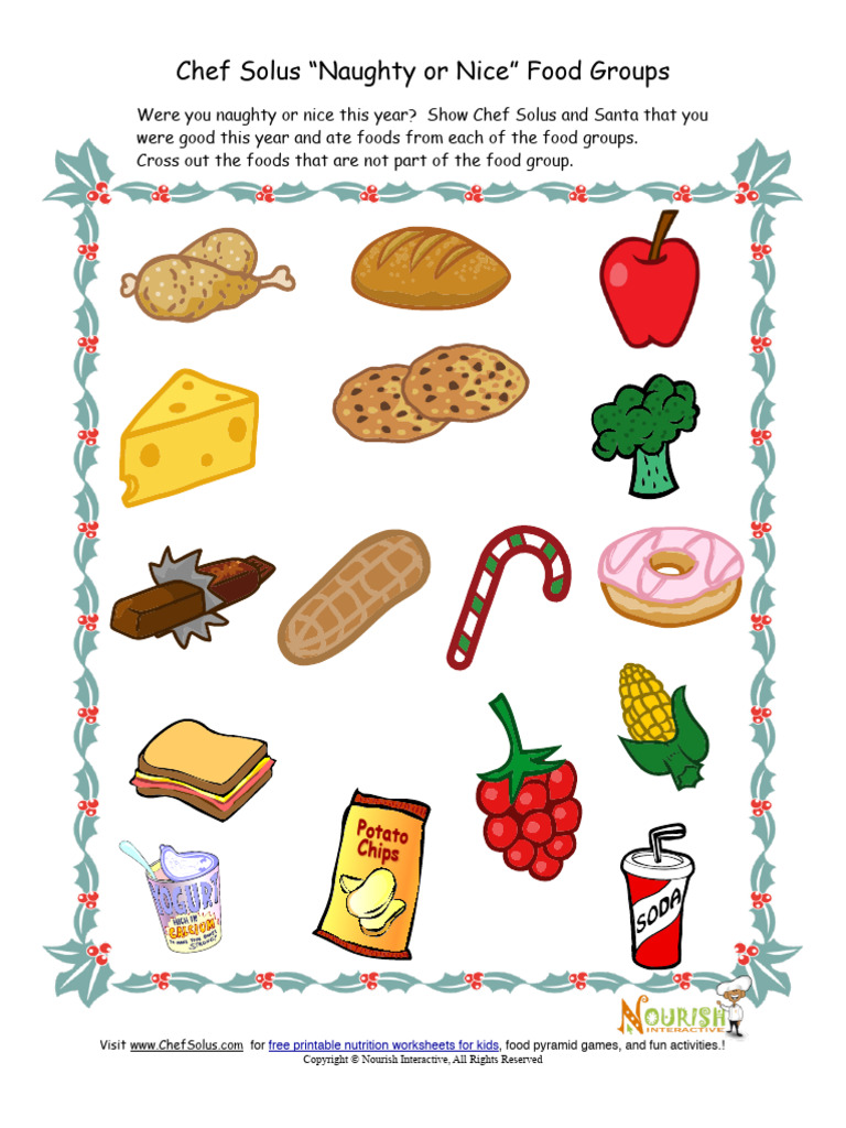 Free Teaching Kids Foods Groups Healthy Holiday Foods Printable ...