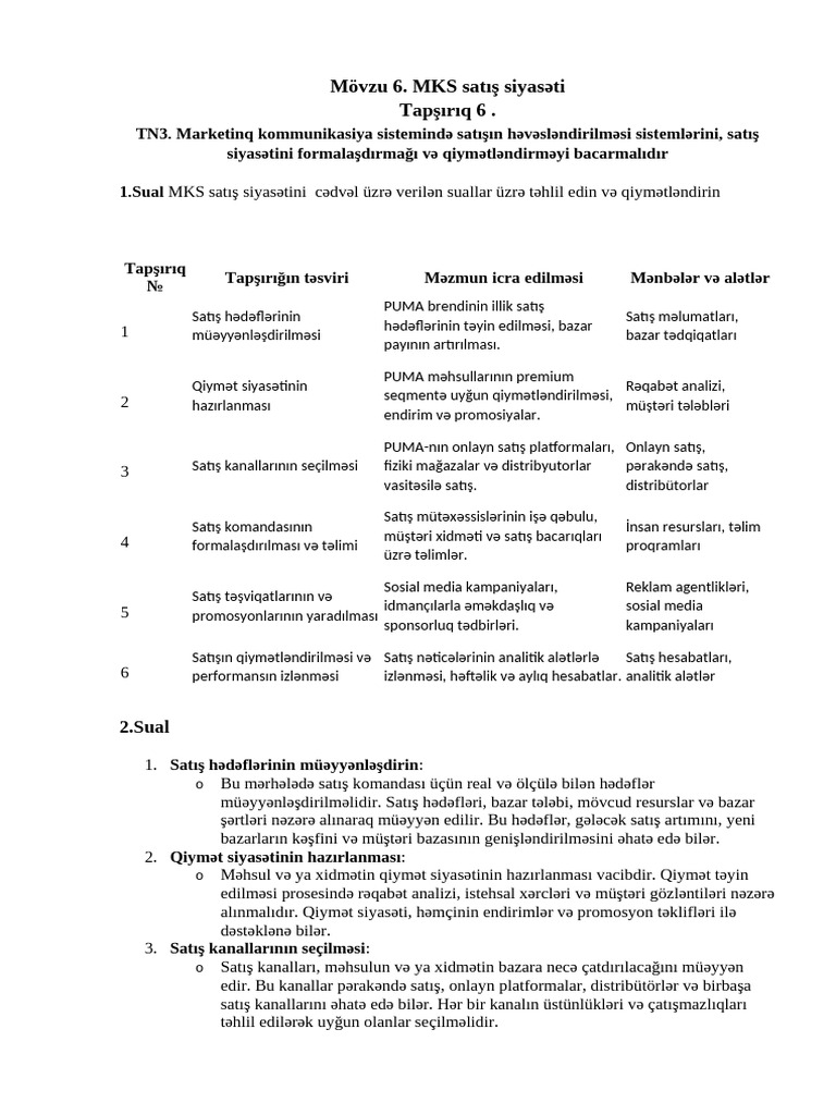 PUMA Satis Siyaseti Tam | PDF