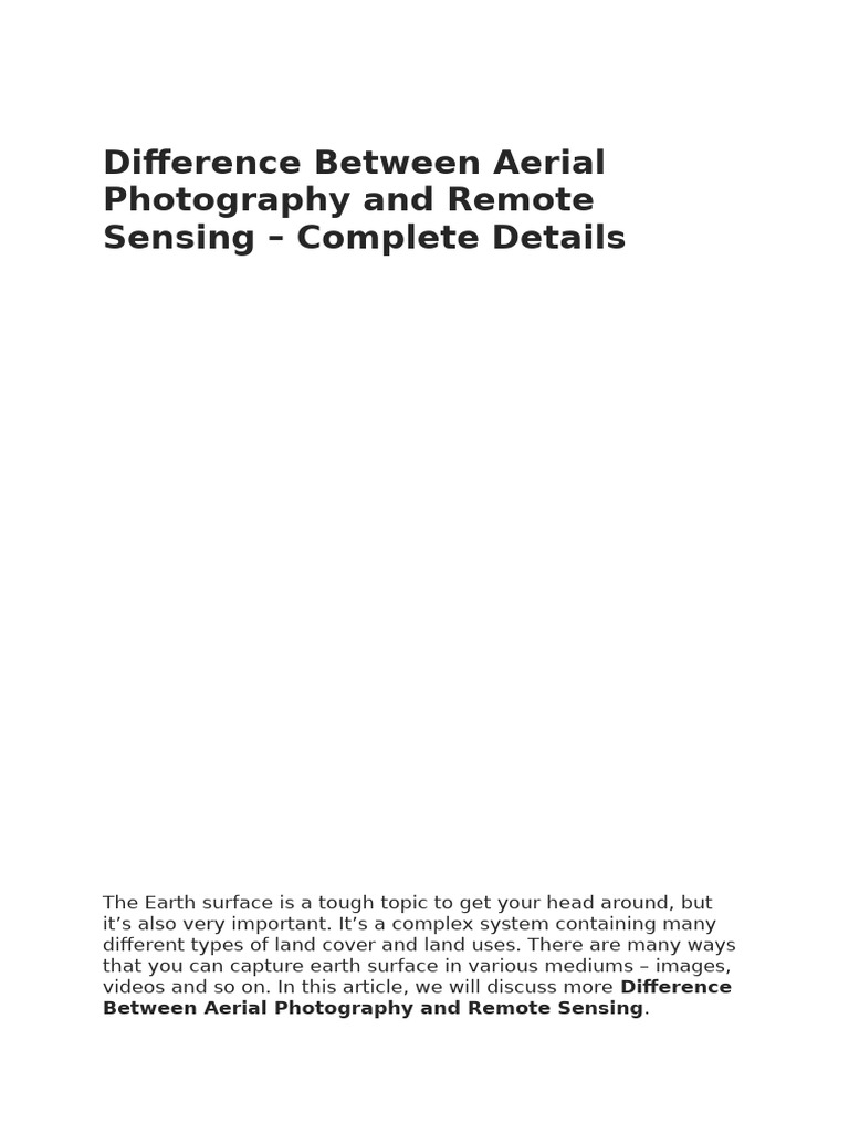 Aerial Photography Vs Remote Sensing | PDF | Remote Sensing | Aerial ...
