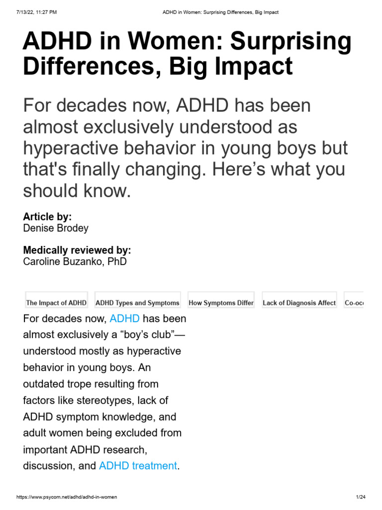 ADHD in Women - Surprising Differences, Big Impact | PDF | Attention ...