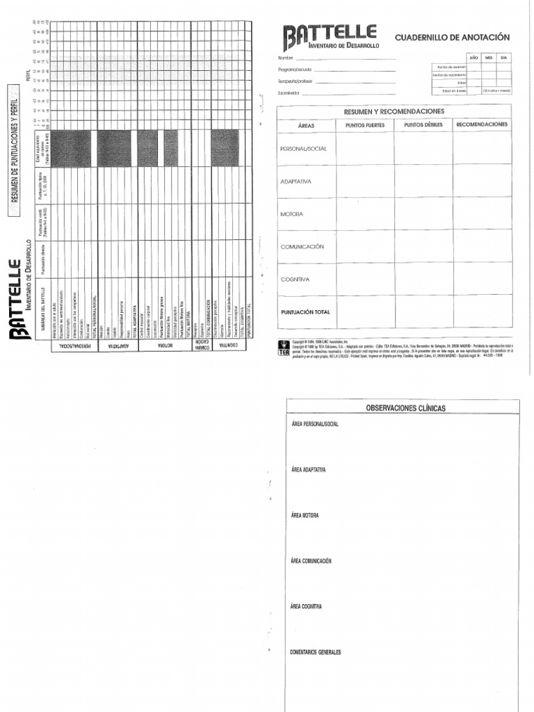 BATTELLE Cuadernillo de Anotacion | PDF