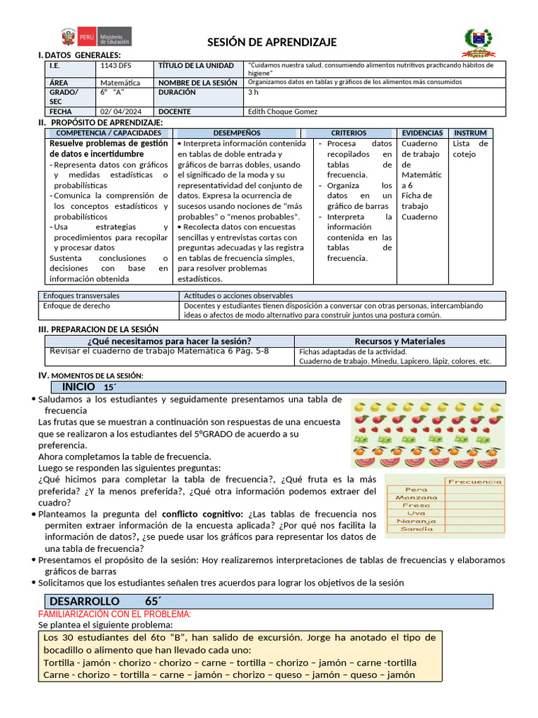 MAT 1 U1 B Tablas y Graficos de Barras | PDF | Estadísticas | Metodología de encuesta