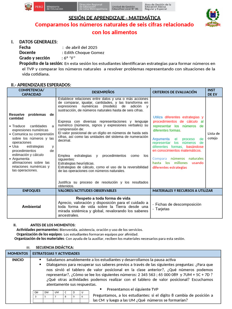 Sesión - Matematica - Comparamos Números | PDF | Aritmética | Codificaciones