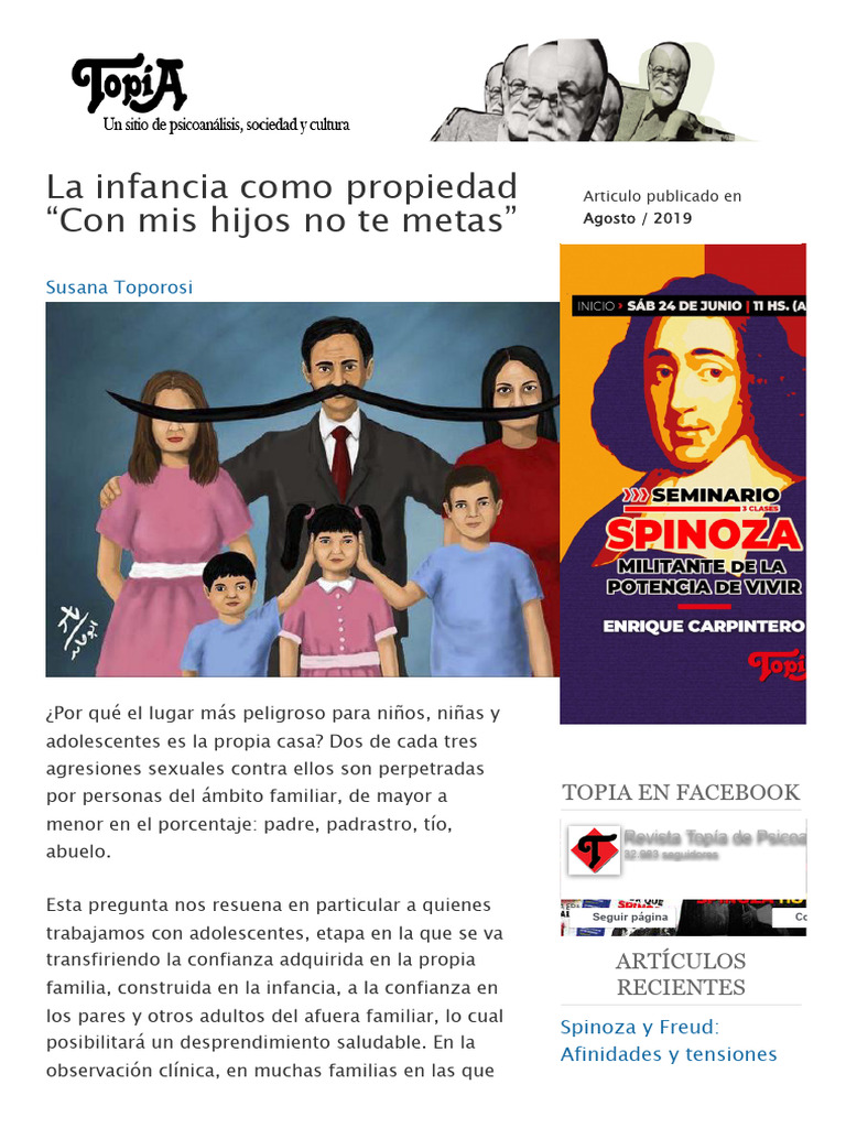 La Infancia Como Propiedad "Con Mis Hijos No Te Metas" - Topía | PDF | Mujer | Familia