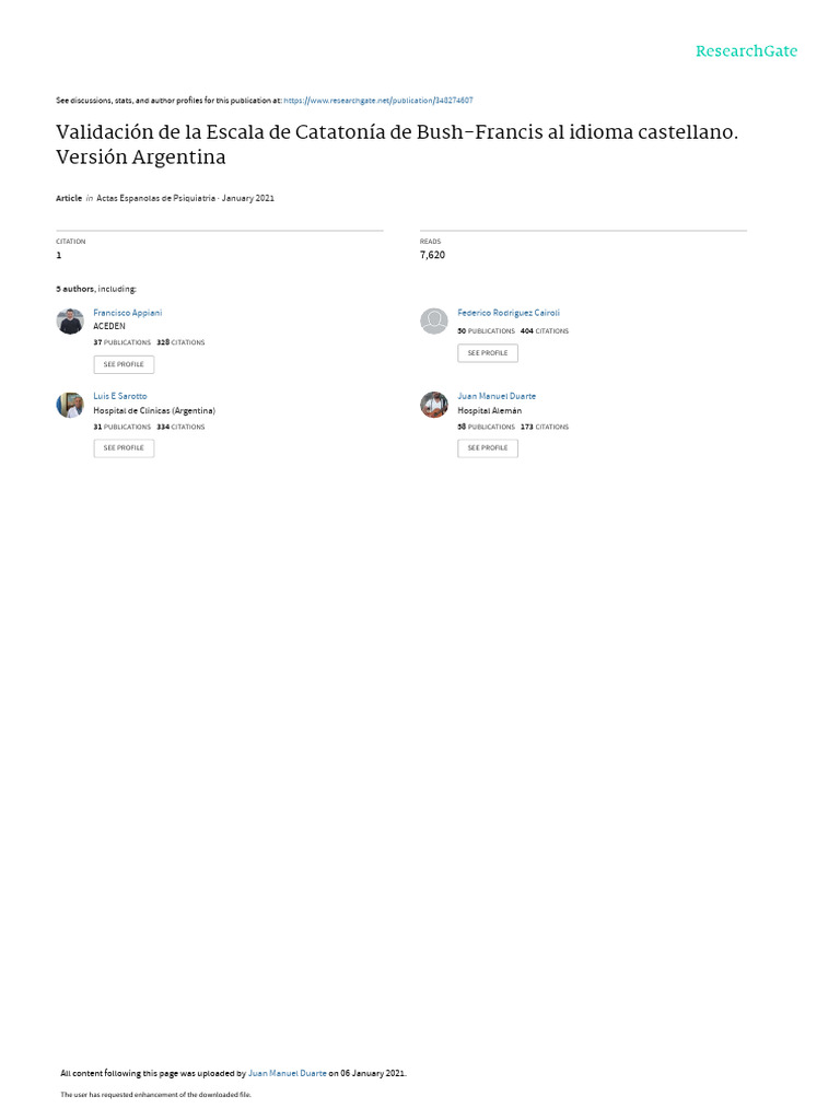 Bush Francis Catatonia | PDF | Diagnostico medico | Manual Diagnóstico ...