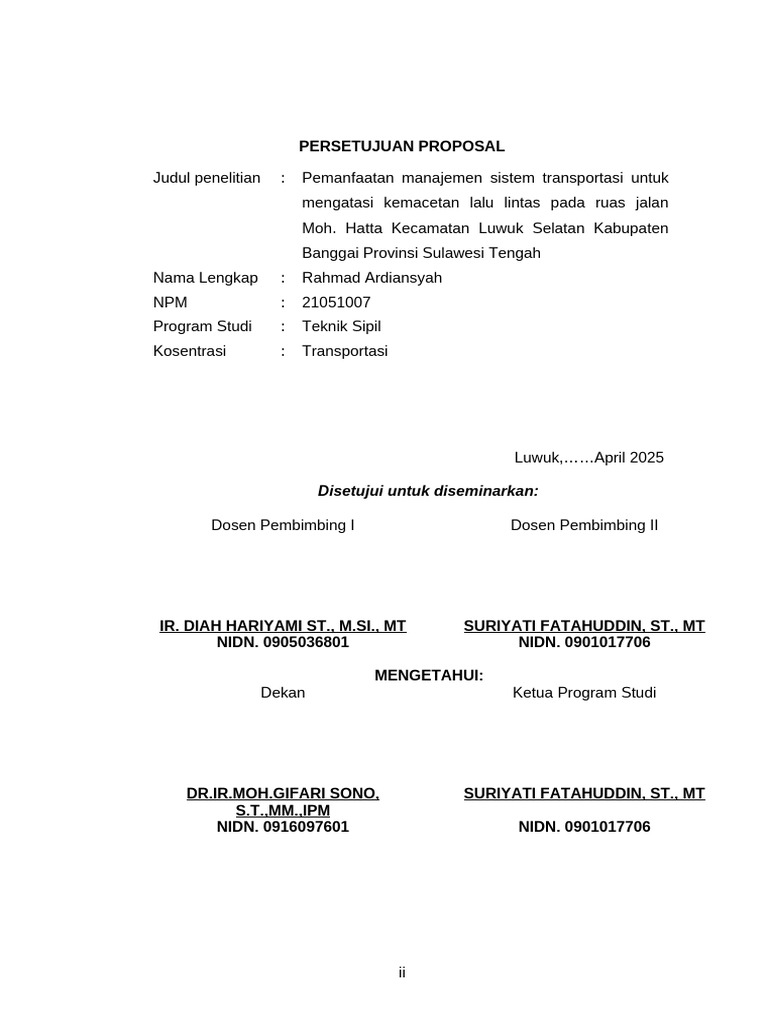 Persetujuan Proposal | PDF