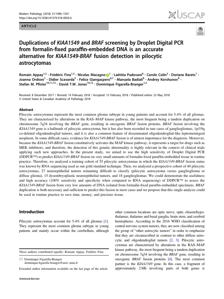 PCR_tumour_pathology_paper | PDF | Glioma | Gene