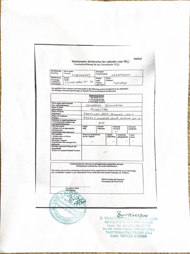 Maintenance Declaration For Calendar 2024-2025 | PDF