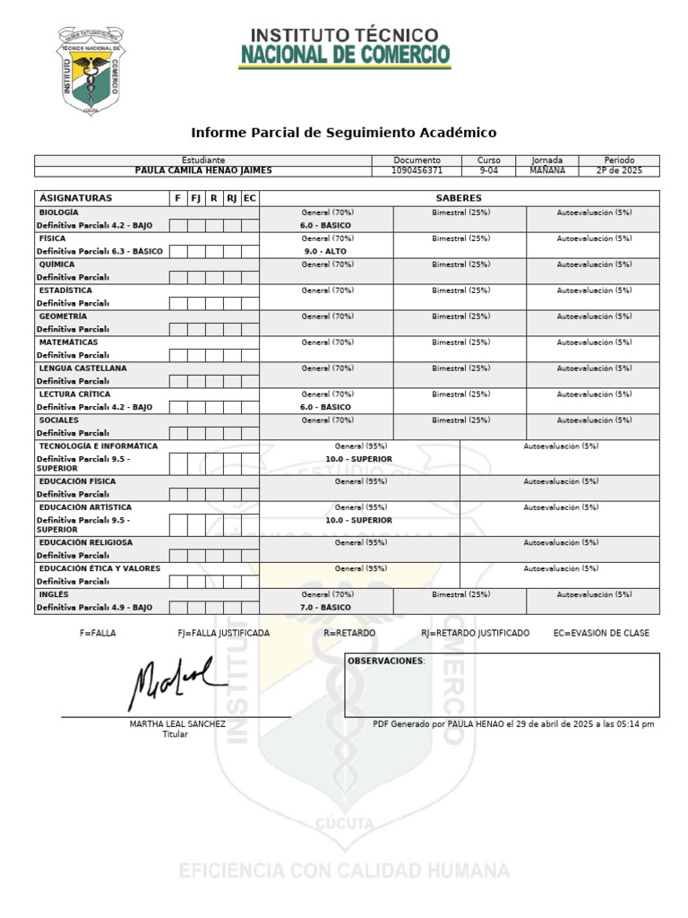 Informe_Parcial_de_Seguimiento_Acadmico | PDF